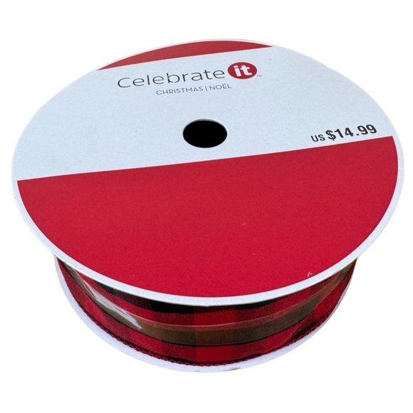 Celebrate It | Holiday | Buffalo Check Plaid Wired Jumbo Ribbon Role ...
